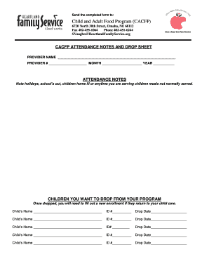 Fillable Online heartlandfamilyservice FAMILY SERVICE CACFP ATTENDANCE ...