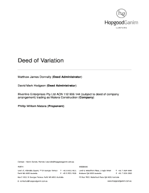Fillable Online Deed of Variation Fax Email Print - pdfFiller