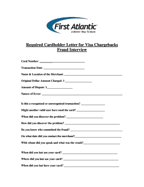 Fillable Online Required Cardholder Letter for Visa Chargebacks Fax ...