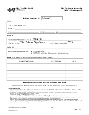 Fillable Online Payor Enrollment Form BCBS Alabama Registration Fax ...