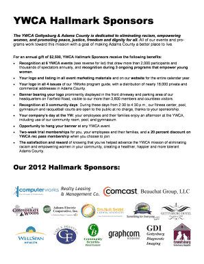 Fillable Online ywcagettysburg YWCA Hallmark Sponsors - ywcagettysburg ...