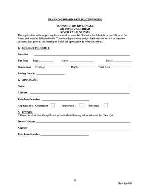 Fillable Online PLANNING BOARD ZONING BOARD APPLICATION FORM Fax Email ...
