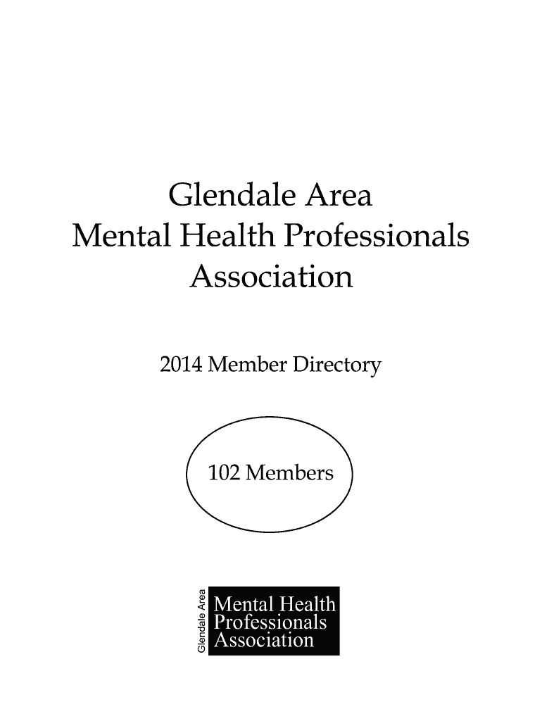 Fillable Online 2014 Directory - GAMHPA - Glendale Area Mental Health ...