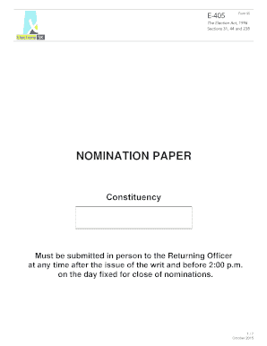 Fillable Online NOMINATION PAPER - electionsskca Fax Email Print ...