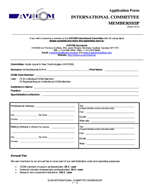 Fillable Online network icom INTERNATIONAL COMMITTEE MEMBERSHIP ...