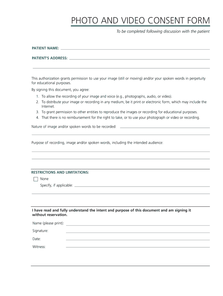 Fillable Online Photo and video consent form - CMPA Fax Email Print ...