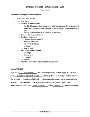 Fillable Online Emergency Action Plan: Basketball Gym Fax Email Print ...