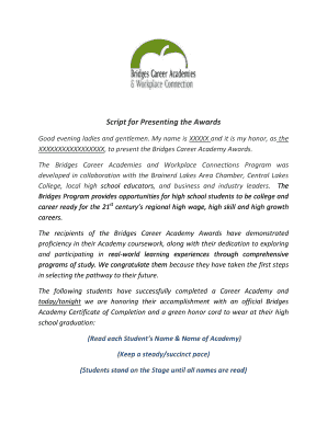 Fillable Online Script for Presenting the Awards Fax Email Print ...