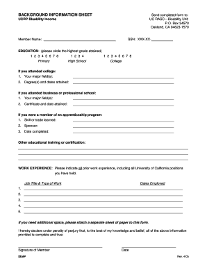 Fillable Online hr ucsb BACKGROUND INFORMATION SHEET - hrucsbedu - hr ...