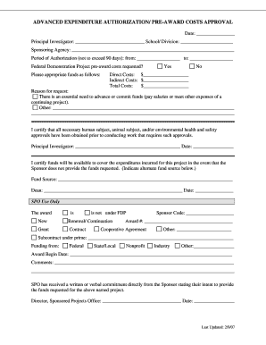 Fillable Online spo ucmerced ADVANCED EXPENDITURE AUTHORIZATIONdoc Fax ...