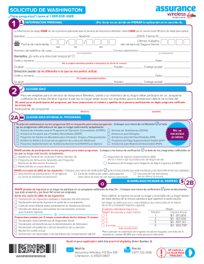 Fillable Online SOLICITUD DE WASHINGTON - Assurance Wireless Fax Email ...