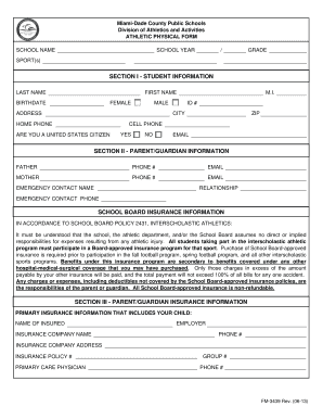 Fillable Online Athletic Physical Form Procedures Fax Email Print - pdfFiller