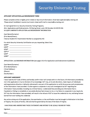 Fillable Online Doc4 SUT Application Endorsement Form 2013v11 Fax Email ...