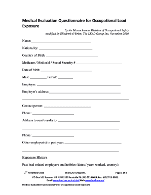 Fillable Online lead org Medical Evaluation Questionnaire for ...