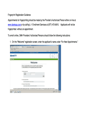 Fillable Online Fingerprint Registration Guidance Appointments for Fax ...