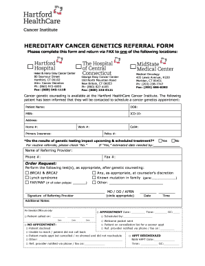 Fillable Online thocc HEREDITARY CANCER GENETICS REFERRAL FORM - thocc ...