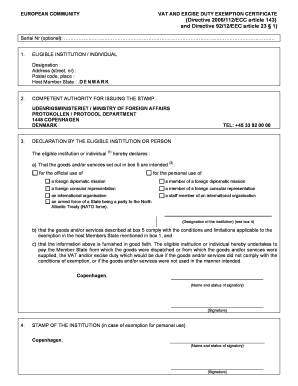Fillable Online EUROPEAN COMMUNITY VAT AND EXCISE DUTY Fax Email Print ...