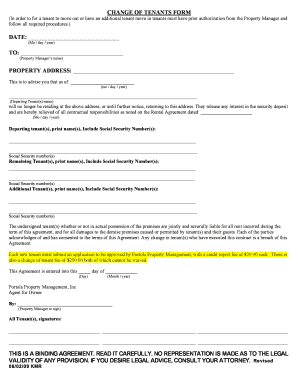 Fillable Online CHANGE OF TENANTS FORM - Portola Property Management ...