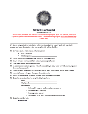 Fillable Online Winter Break Checklist Fax Email Print - pdfFiller
