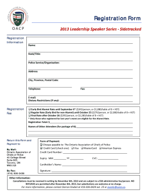 Fillable Online Registration Fees - OACP Fax Email Print - pdfFiller