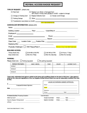 Fillable Online mo laschools Roybal Access Badge Request 8-1-14docx Fax ...