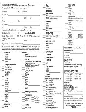 Fillable Online polkseniorgames INDIVIDUAL ENTRY FORM - One person per form Please print ...