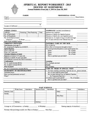 Fillable Online pastoral rcdony SPIRITUAL REPORT WORKSHEET ...