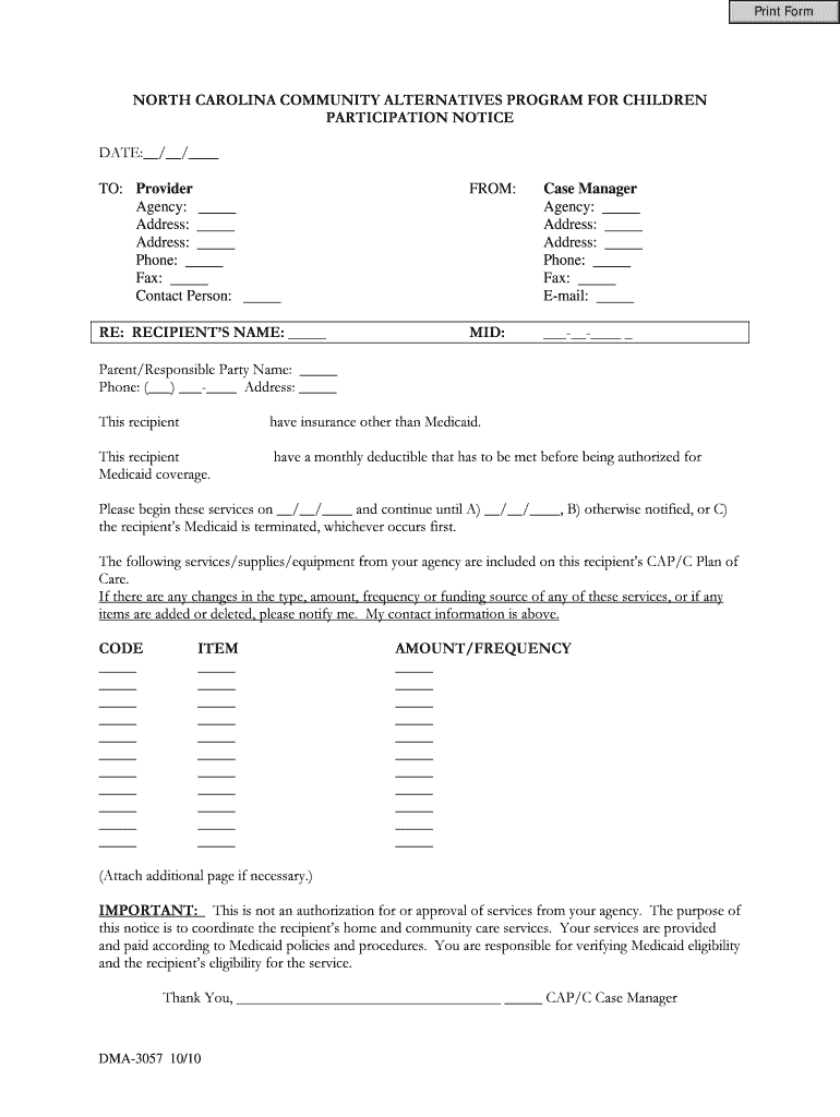 Fillable Online Dma-3057-iapdf North Carolina Community Alternatives ...