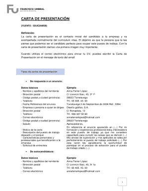 Fillable Online La carta de presentacin es el contacto inicial del ...