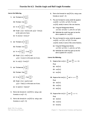 Fillable Online fthswiki Exercise Set 62 - Double-Angle and Half-Angle ...