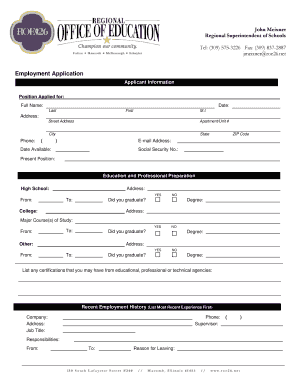 Fillable Online roe26 Employment Application ROE 26 Fax Email Print ...