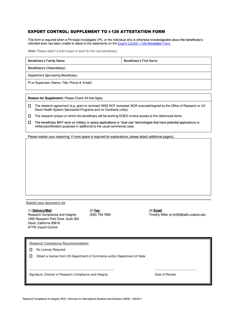Fillable Online research ucdavis EXPORT CONTROL SUPPLEMENT TO I-129 ...