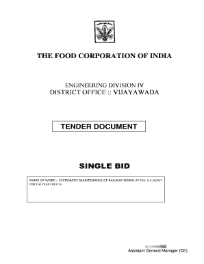 Fillable Online fci gov SINGLE BID - fci gov Fax Email Print - pdfFiller