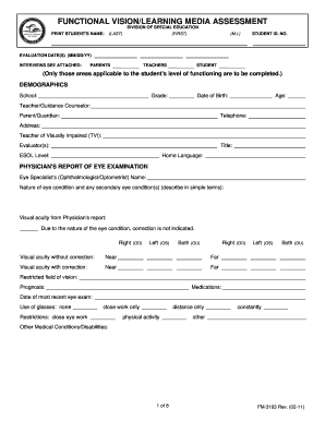 Fillable Online FUNCTIONAL VISIONLEARNING MEDIA ASSESSMENT Fax Email ...