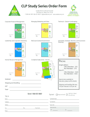 Fillable Online CLP Study Series Order Form - canadanurserycom Fax ...