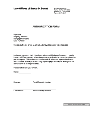 Fillable Online Law Offices of Bruce D Stuart AUTHORIZATION FORM Fax ...