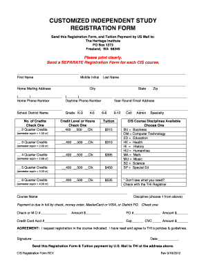 Fillable Online hol CIS Registration Form REV - hol Fax Email Print ...