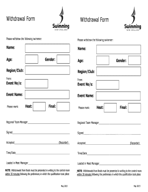 Fillable Online swimming org Withdrawal Form - swimmingorgnz - swimming ...