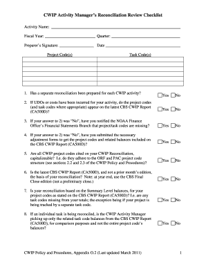 Fillable Online corporateservices noaa CWIP Activity Manager39s ...