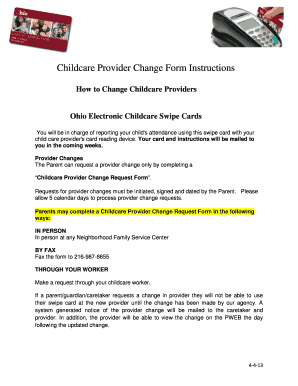Fillable Online Childcare Provider Change Form Instructions Fax Email ...