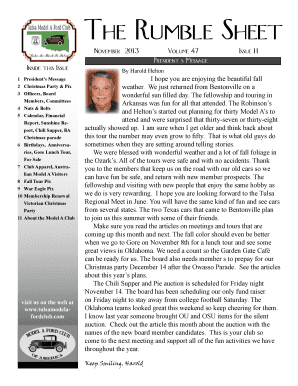 Fillable Online The Rumble Sheet - Tulsa Model A Ford Club Fax Email ...