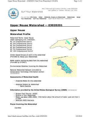 Fillable Online Upper Neuse Watershed -- 03020201 Fax Email Print ...