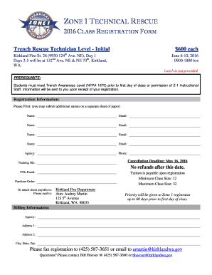 Fillable Online Trench Rescue Technician Level - Intitial Class Fax ...