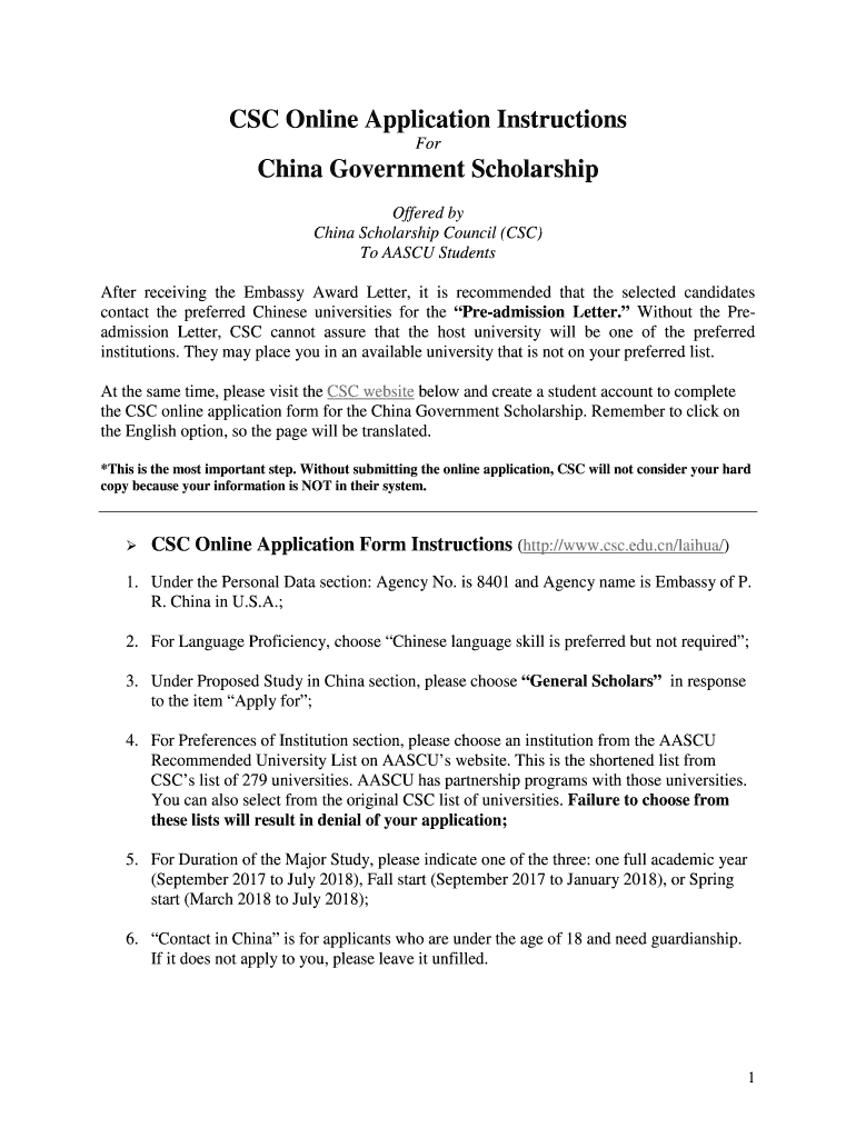 Fillable Online CSC Online Application Instructions Fax Email Print ...