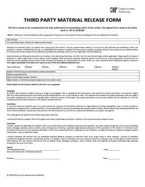 Fillable Online THIRD PARTY MATERIAL RELEASE FORM - AOSIS Fax Email ...