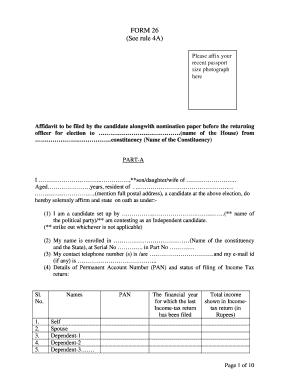 Fillable Online rupnagar nic FORM 26 Affidavit for Nominationdoc Fax ...