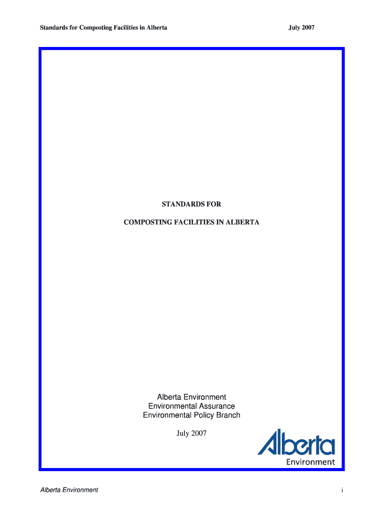 Fillable Online Standards for Composting Facilities in Alberta Waste ...