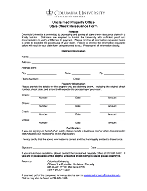 Fillable Online finance columbia Unclaimed Property Office Stale Check ...