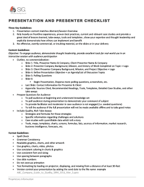 Fillable Online PRESENTATION AND PRESENTER CHECKLIST Fax Email Print ...