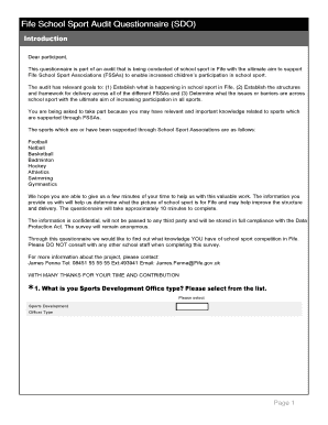 Fillable Online sportscotland org Fife School Sport Audit Questionnaire ...